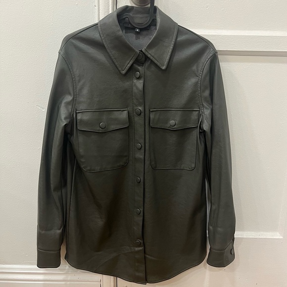 Dynamite | Jackets & Coats | Green Faux Leather Jacketovershirt | Poshmark